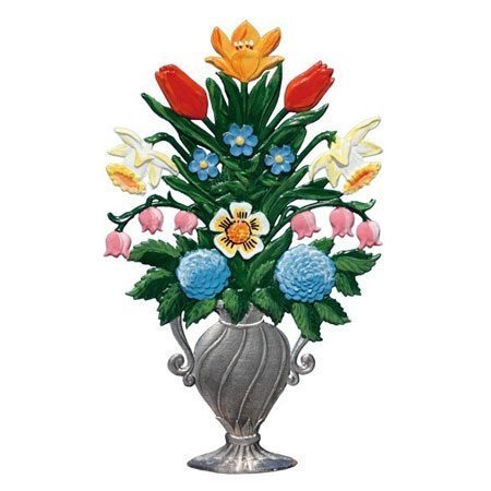 Vase of flowers - standing pewter ornament - Cecconi