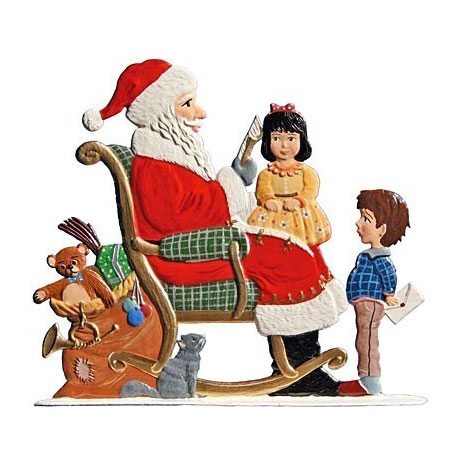 Santa rocking chair - standing pewter ornament - Cecconi